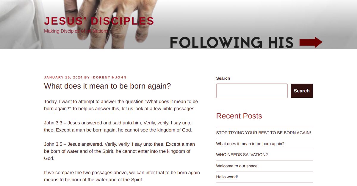 What does it mean to be born again? – Jesus’ disciples